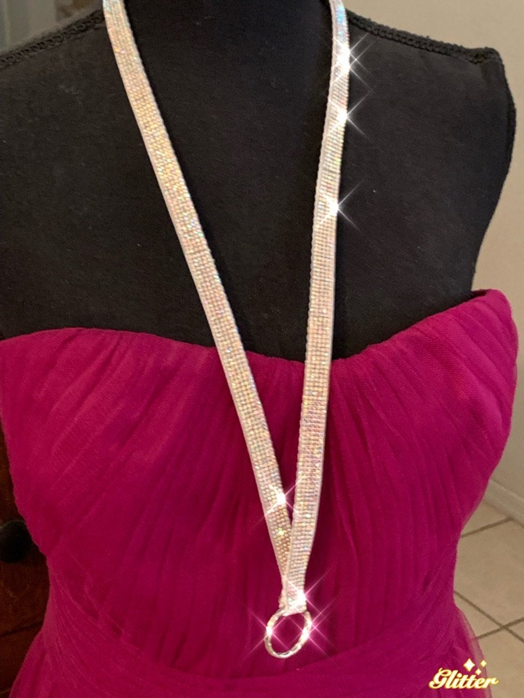 Real Rhinestone Lanyard. Aurora Borealis Stones Show All the Colors of ...