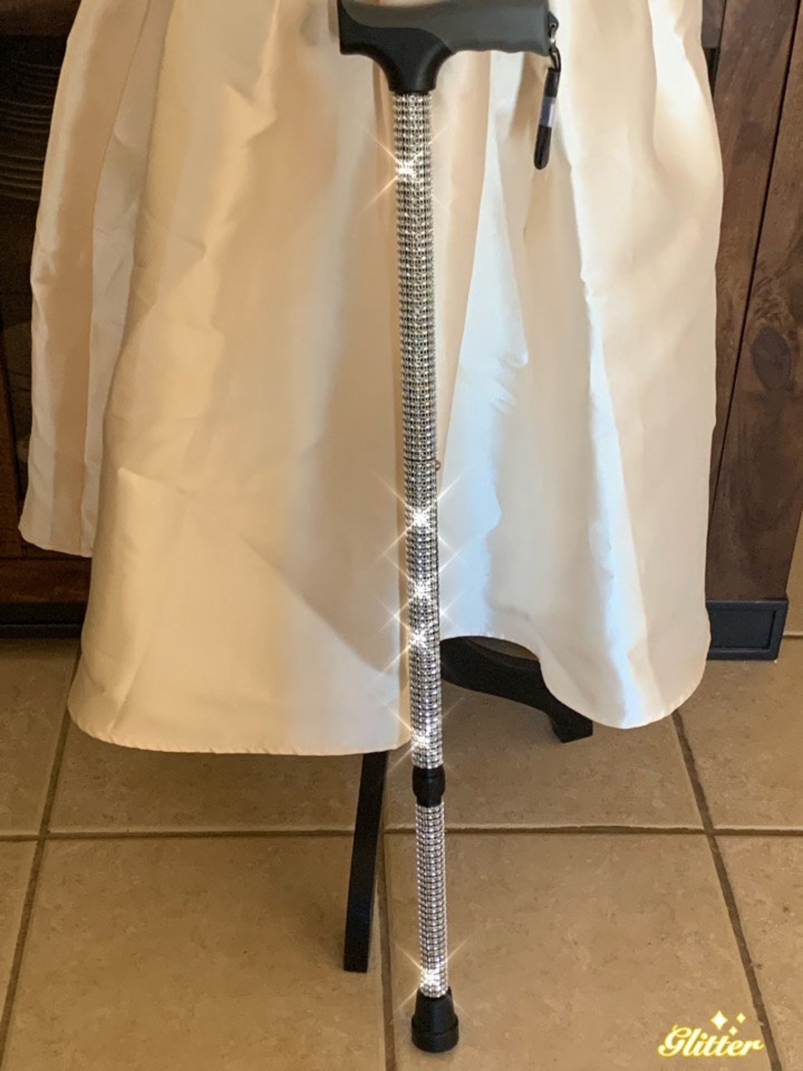 Silver Rhinestone Bling Walking Cane does NOT Fold - Etsy