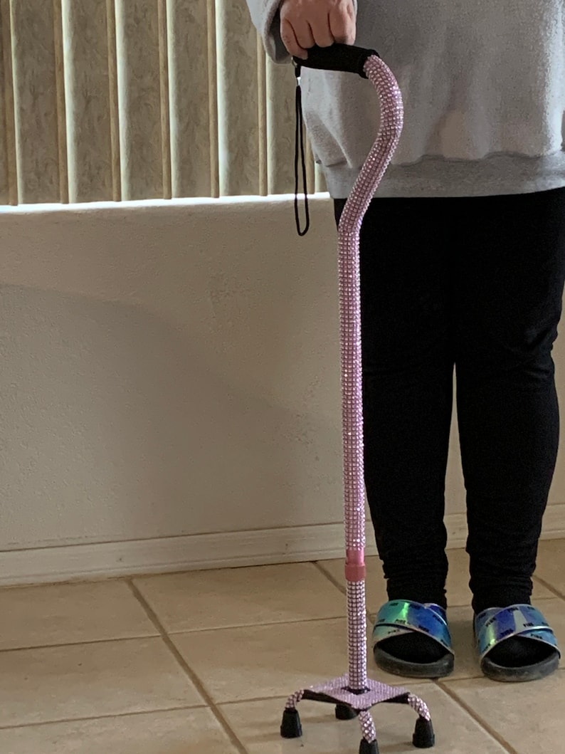 Pink Faux Rhinestone Bling Folding Quad Cane, Adjustable Walking Aid - Etsy