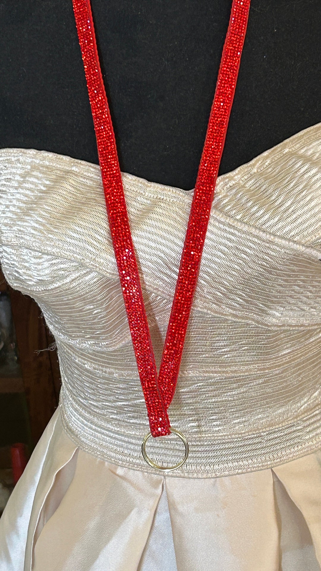 Ruby Red Rhinestone Lanyard: Sparkling Glam Badge Holder - Etsy