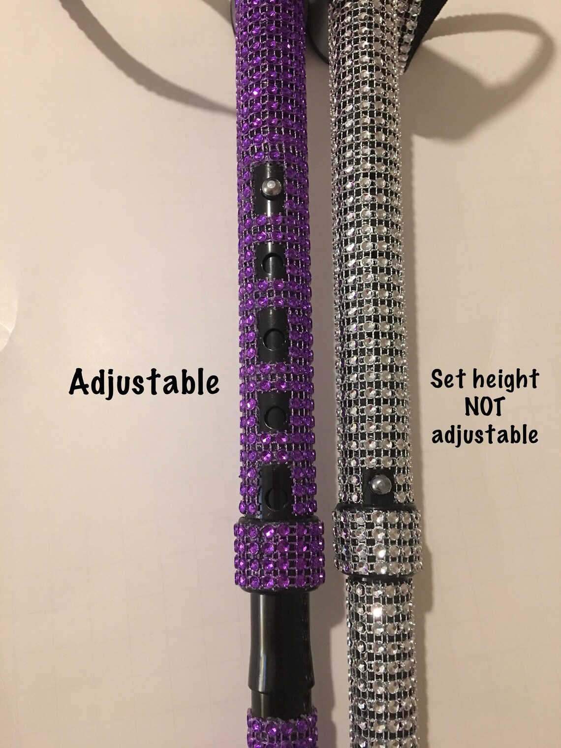 Silver Rhinestone Bling Walking Cane Adjustable Folding for - Etsy