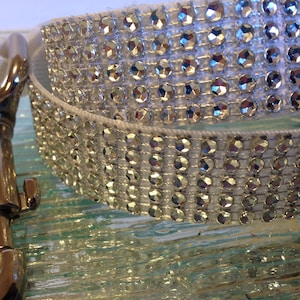 Rhinestone Silver Bling Dog Leash Sparkle White Nylon Pet Supplies ...