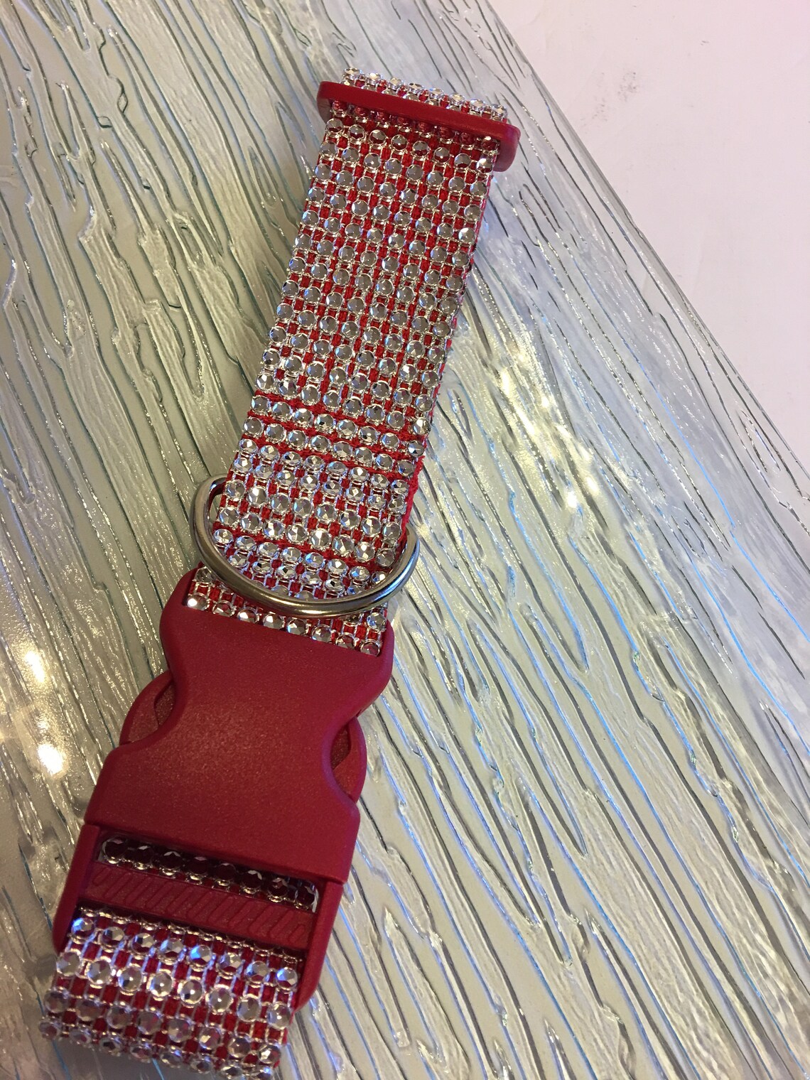 Silver Rhinestone Bling Big Dog Collars Red Cotton 1.5 - Etsy