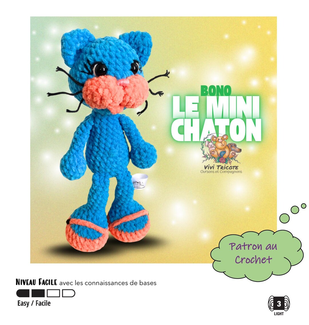 BONO the Mini Kitten - Crochet Pattern to Download - French PDF - Etsy