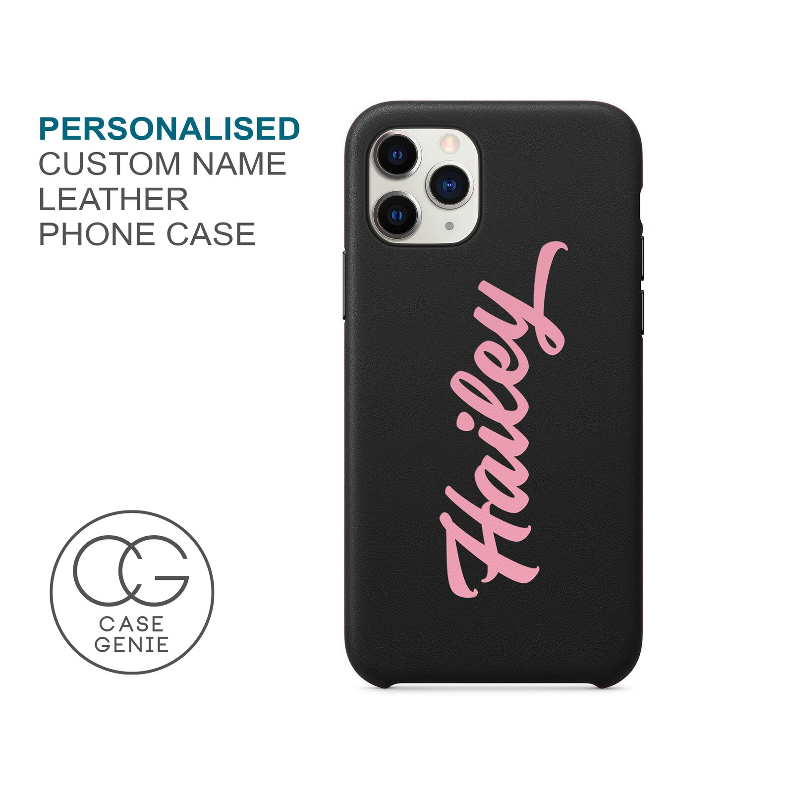 Black Iphone 13 and 12 Pro Max Leather Case Cursive Font - Etsy UK