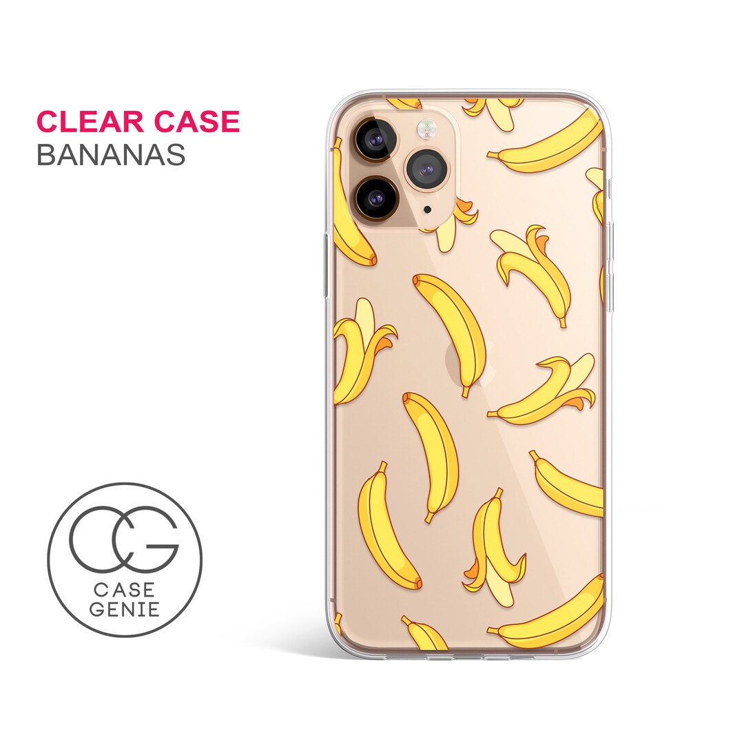 Bananas Pattern Clear Phone Case, iPhone 16 Pro Max Case, iPhone 15 Phone Case, 14 13 12 11 X XR ...