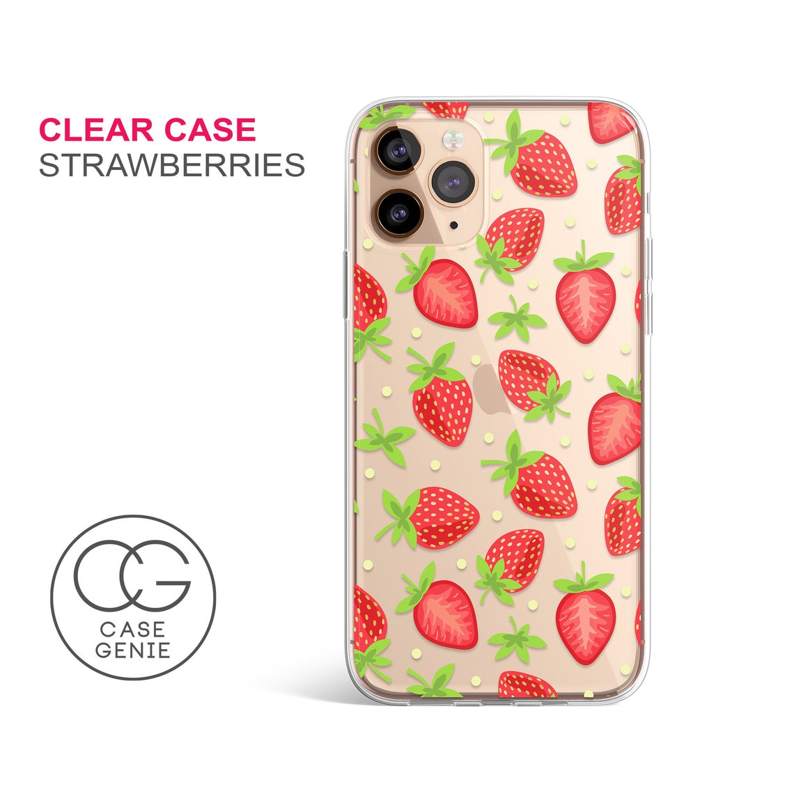 Strawberries Pattern Clear Phone Case for Iphone 13 Pro Max | Etsy