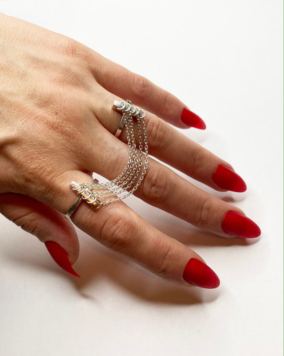 Three Finger - Five Chains - Ring - Sterling Silver - Etsy