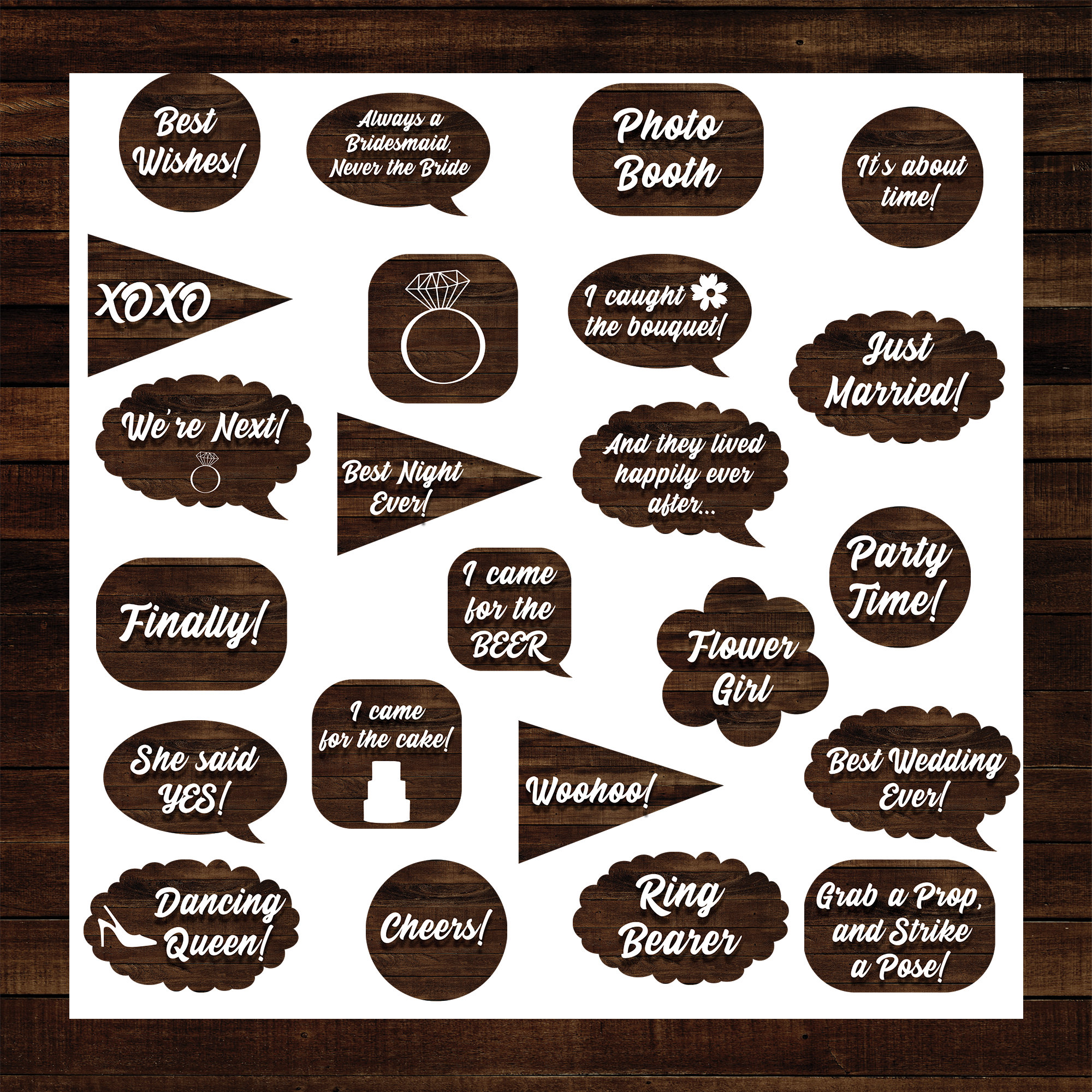 Rustic Wood Wedding Photo Booth Prop Signs and Decorations - Etsy