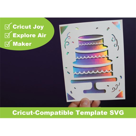 Cricut Template Cake Card SVG File DIY Birthday Gift Wedding | Etsy