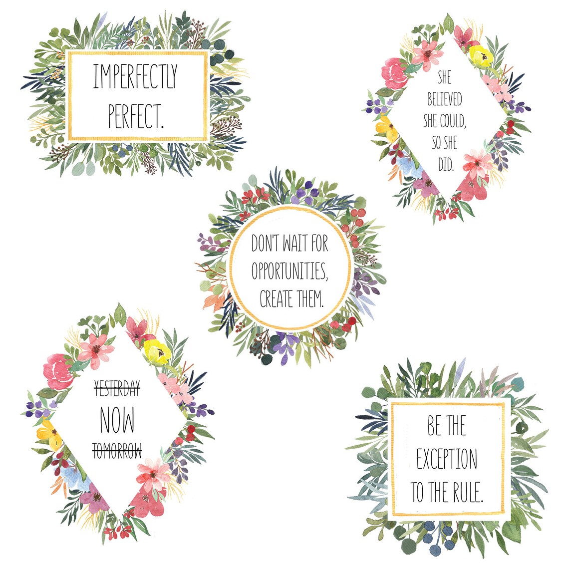 Women Empowerment Sublimation Design Bundle | Floral Border Wreath ...