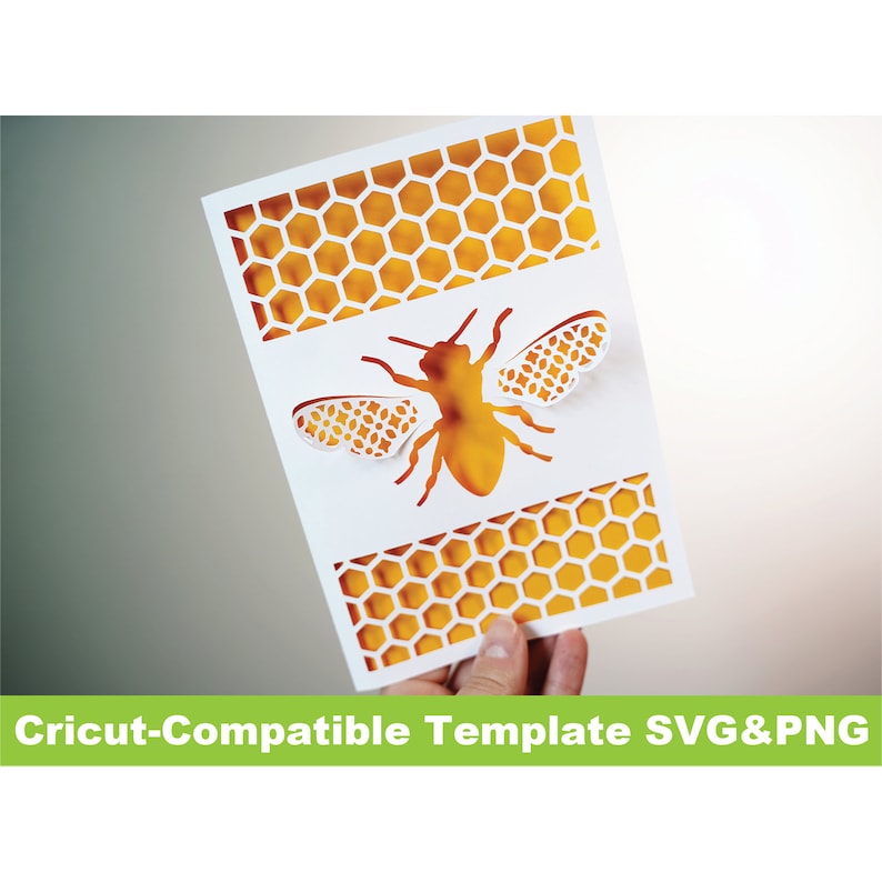 Popup Bee Card SVG Cricut Template Honey Honeycomb 3D Detailed Svg Png ...