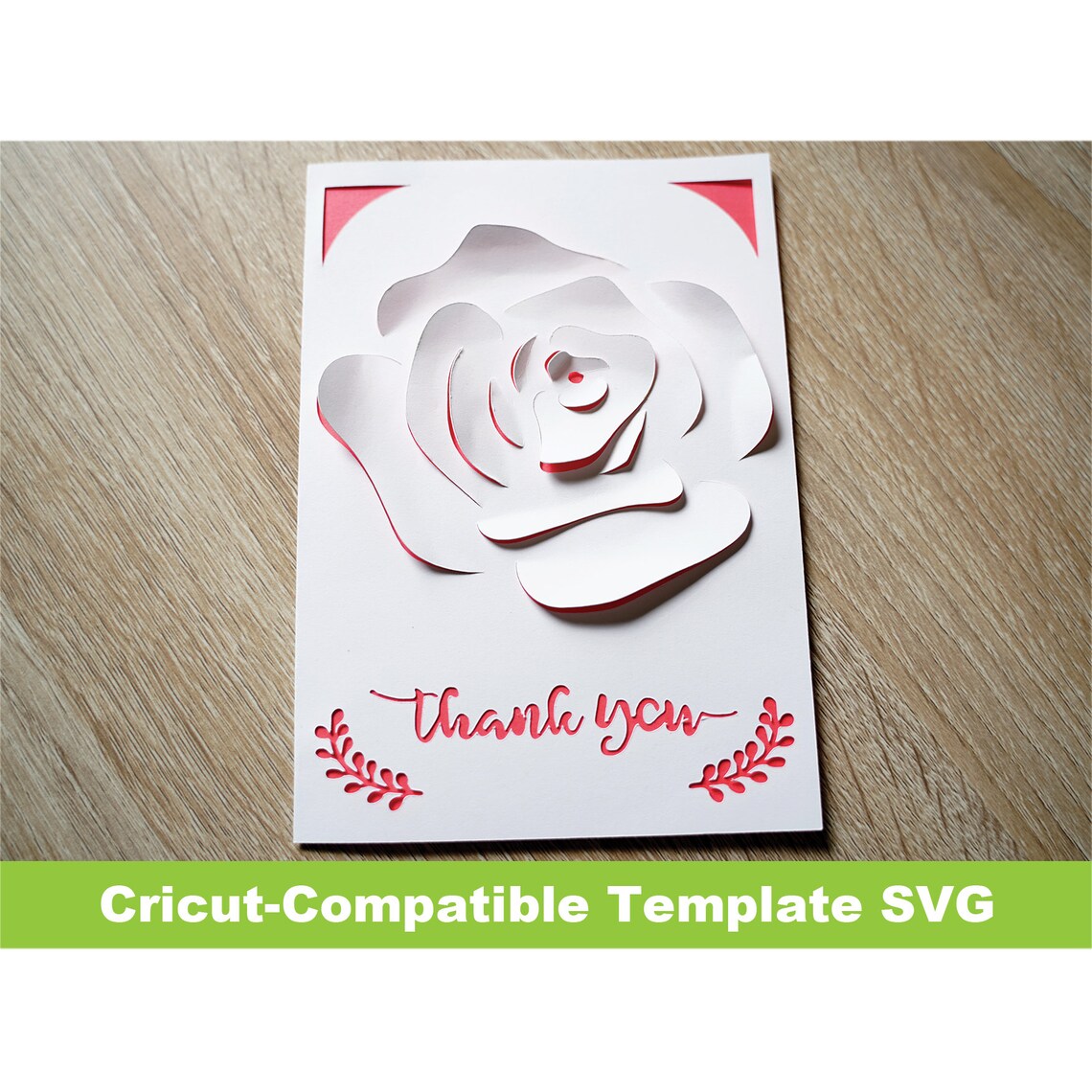 Thank You Rose Popup Card SVG Cricut Template Flower Petals Floral 3D ...