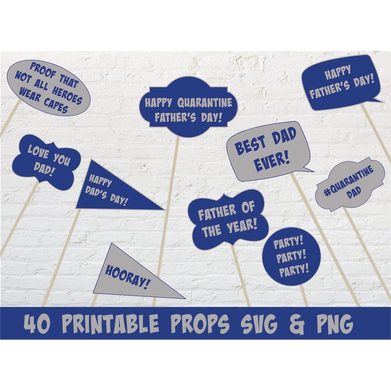 Father's Day Photo Booth Props Quarantine Blue Silver - Etsy