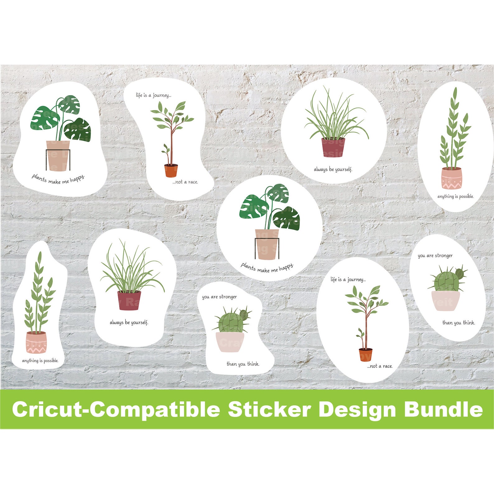 Cricut Sticker Design Set Template Plant Files Printable Instant ...