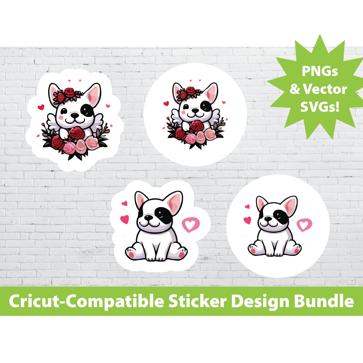 Cricut Print & Cut Sticker Design Set French Bulldog Valentine's Day ...