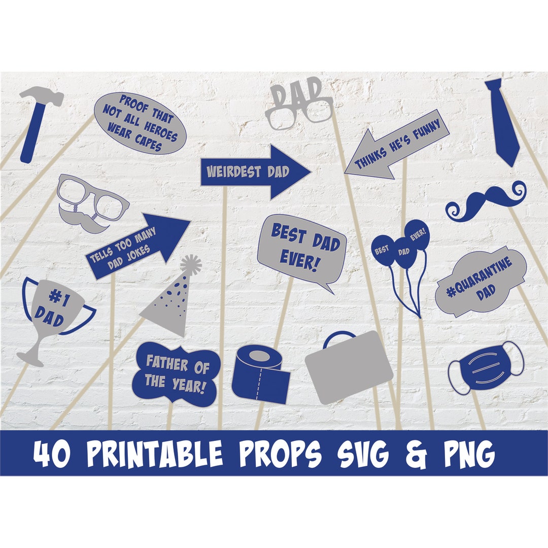 Father's Day Photo Booth Props Quarantine Blue Silver - Etsy