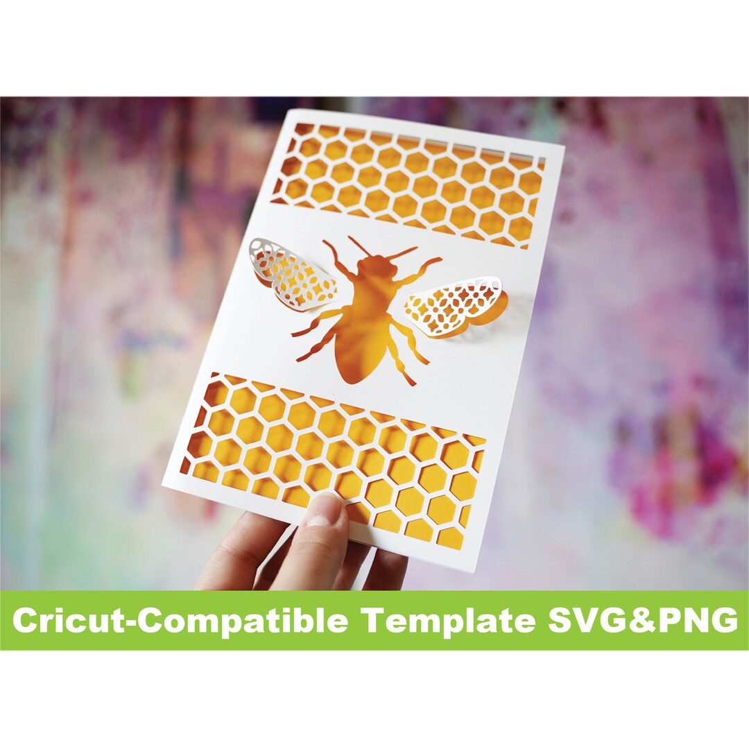Popup Bee Card SVG Cricut Template Honey Honeycomb 3D Detailed Svg Png ...