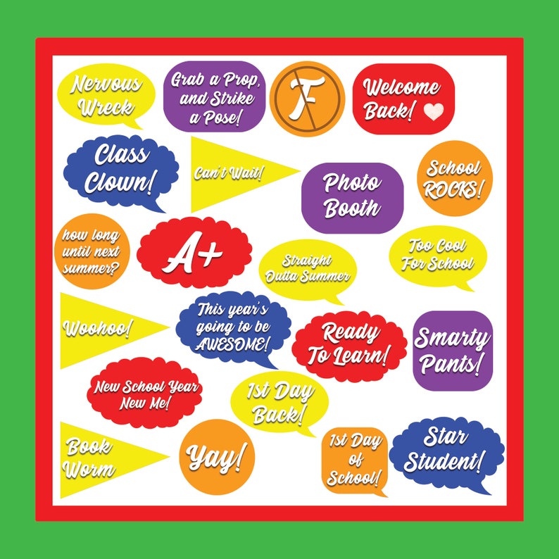 Back to School Photo Booth Prop Signs and Decoration Over 80 PDF ...