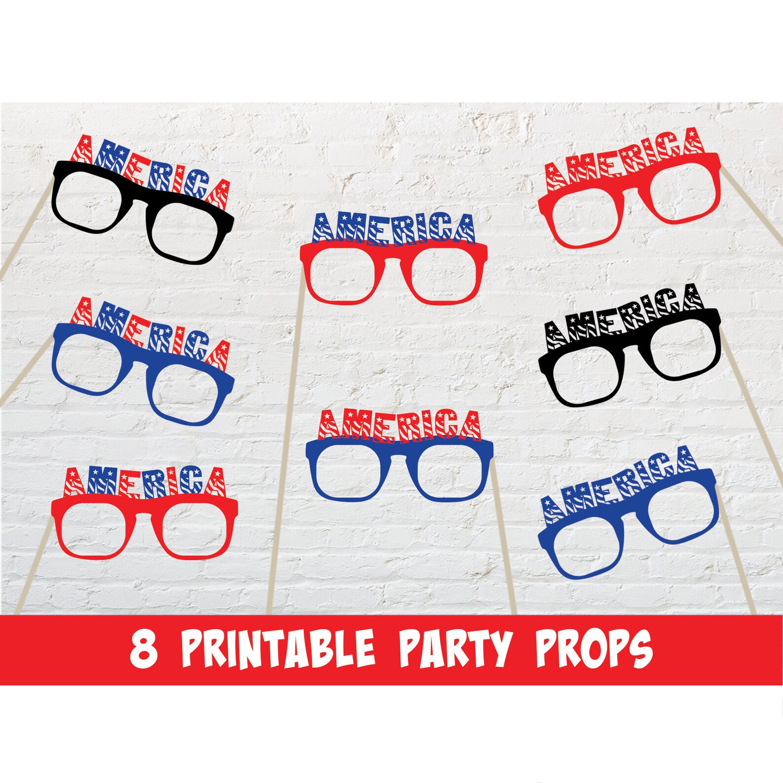 America Sunglasses Pack Photo Booth Props 4th of July Party - Etsy