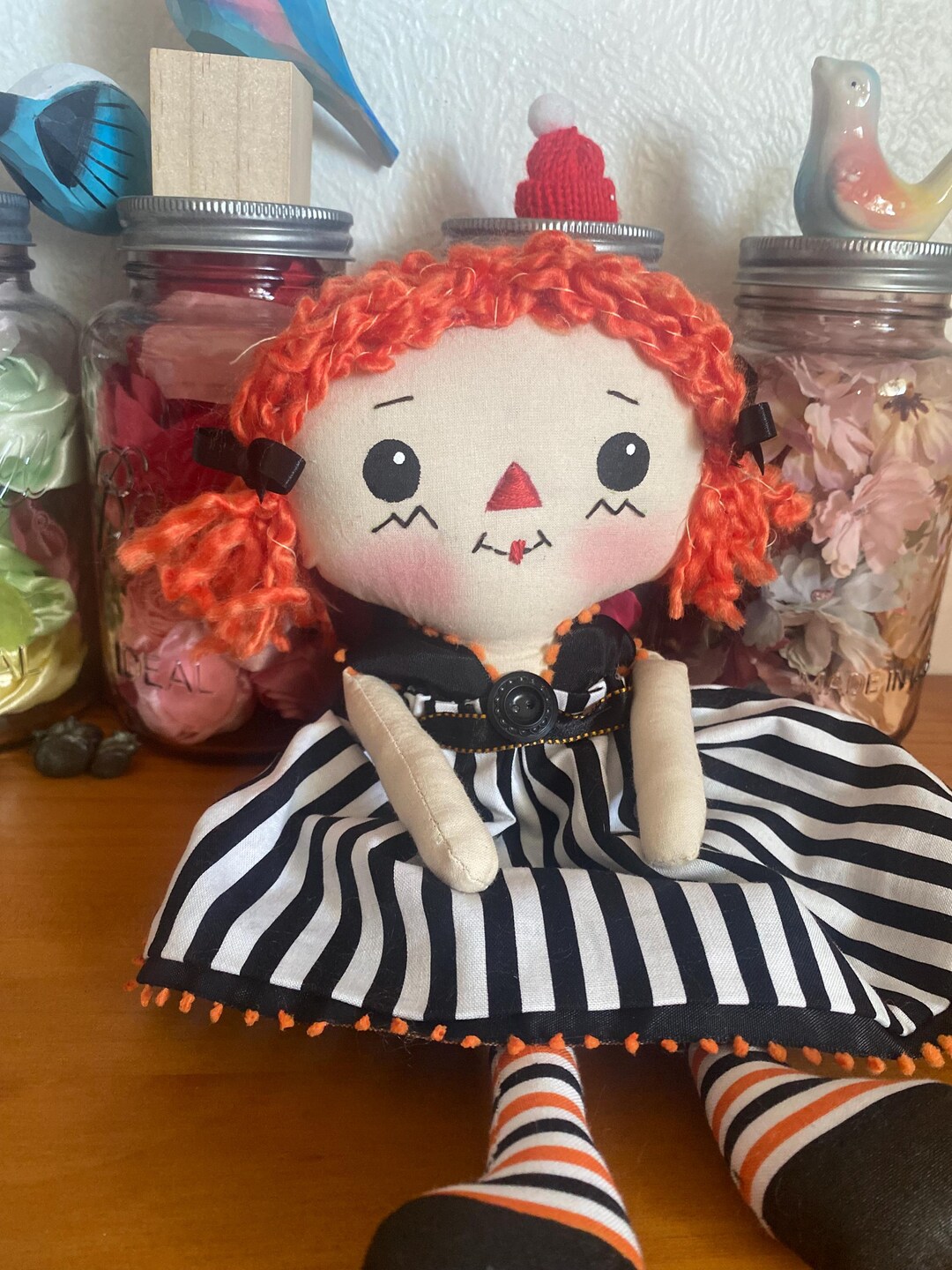 Belinda Cloth Rag Doll Prim Little Witch Primitive Felt 13 Inch Prim ...