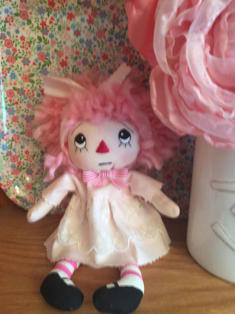 Sweet Pink Raggedy Anne Cupcake Rag Doll Cloth Primitive - Etsy