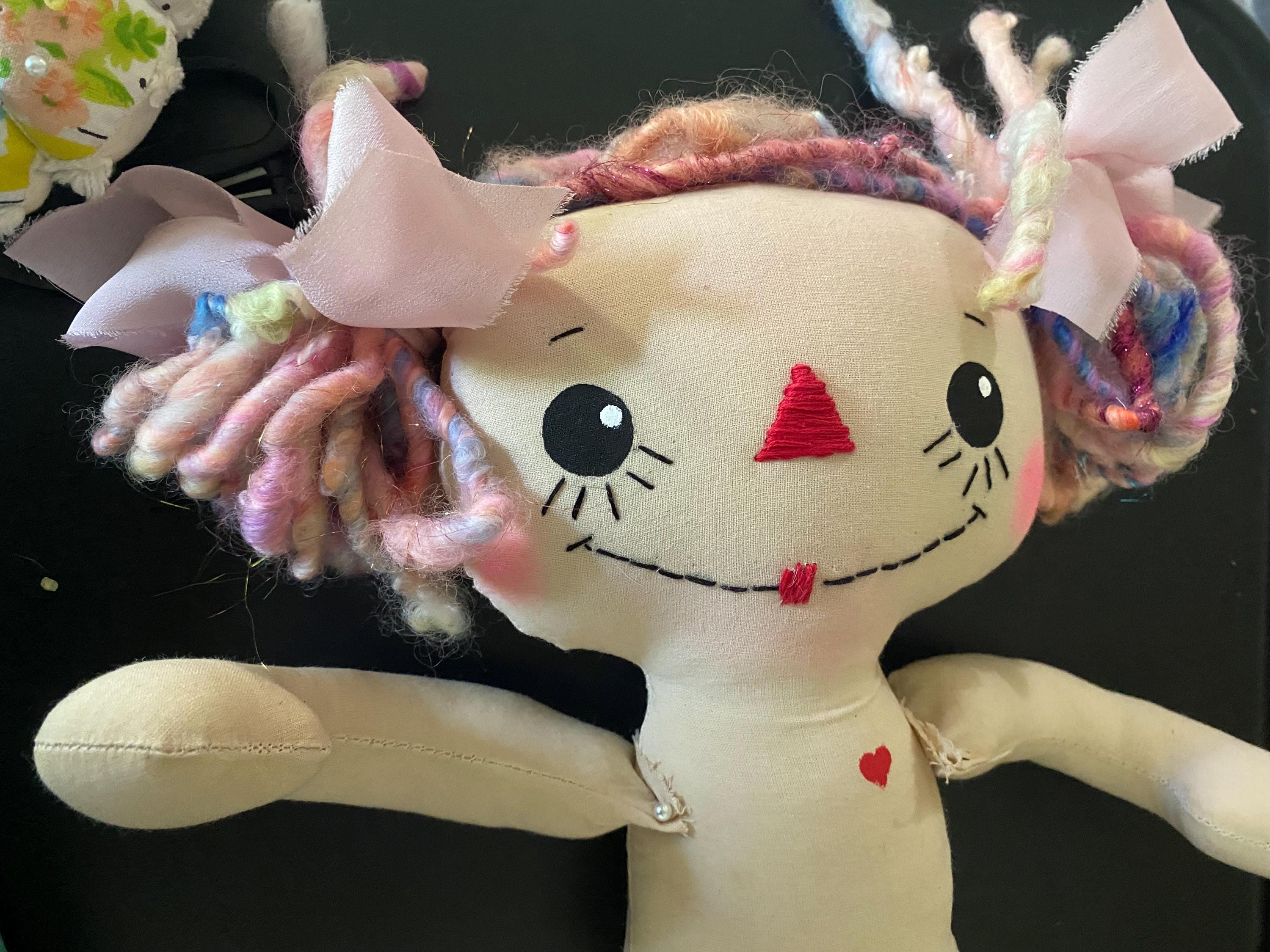 Wendy Cloth Doll Primitive 16 Inch Prim Cloth Rag Big Tall Pink Hair - Etsy