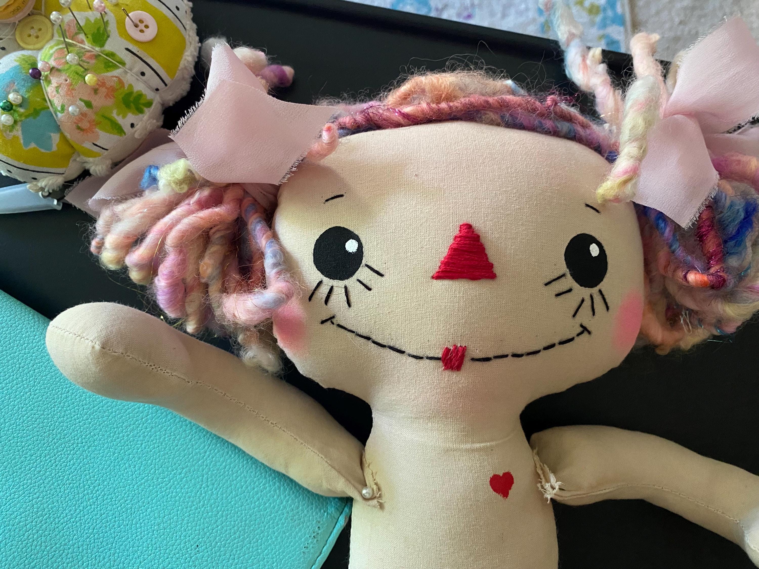 Wendy Cloth Doll Primitive 16 Inch Prim Cloth Rag Big Tall Pink Hair - Etsy