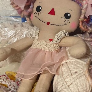 Wendy Cloth Doll Primitive 16 Inch Prim Cloth Rag Big Tall Pink Hair - Etsy