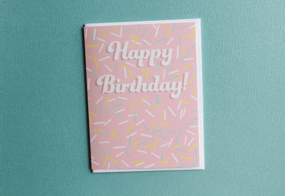 Birthday Card Happy Birthday Card Cute Card Sprinkle Card - Etsy