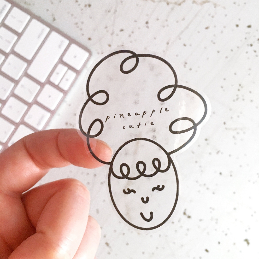 Curly Hair Sticker, Curly Girl Sticker, Pineapple Cutie Sticker, Clear ...