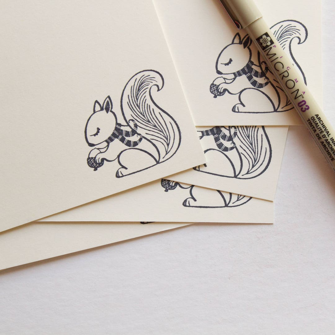 Squirrel Note Card, Squirrel Card, Squirrel Thank You, Winter Note ...