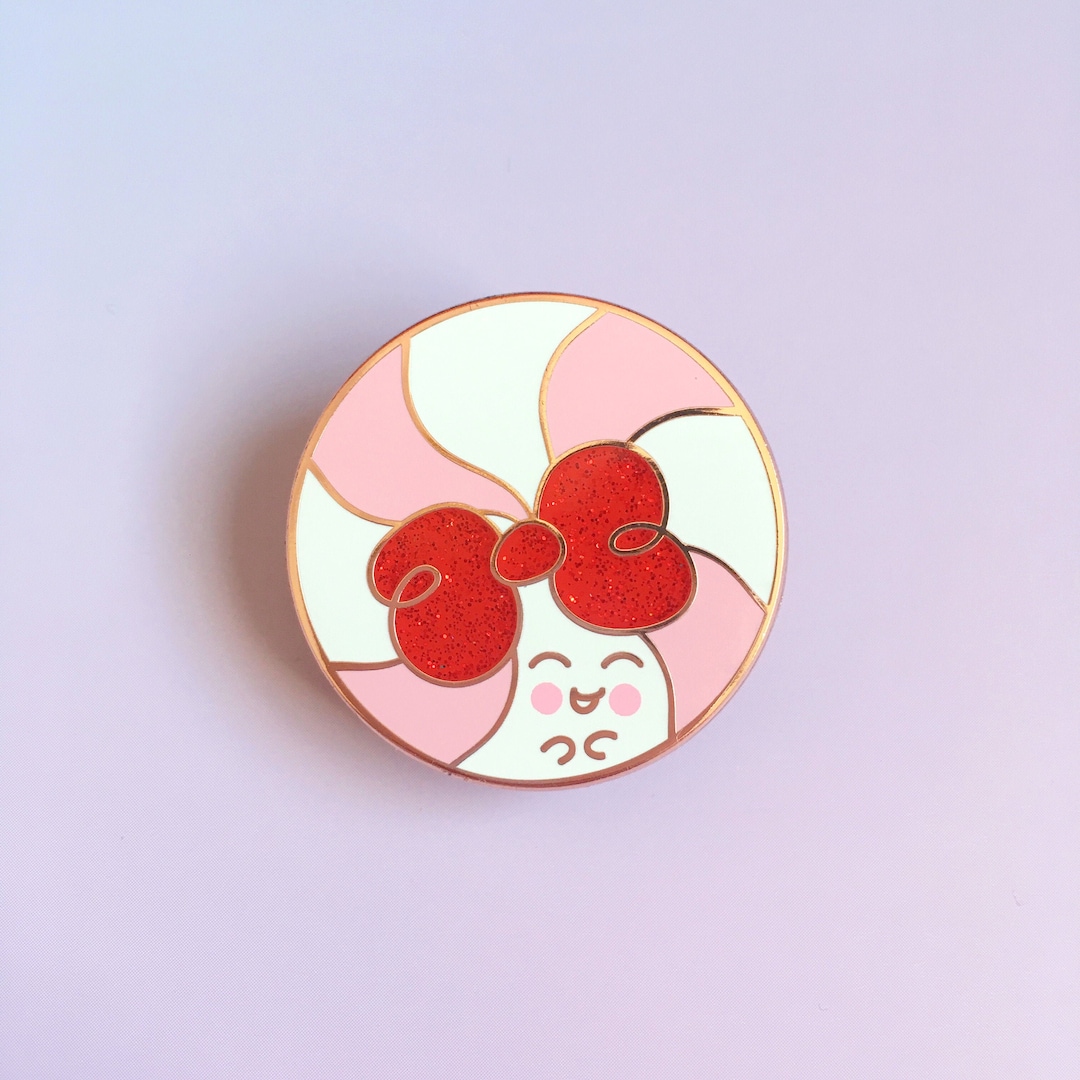 Christmas Enamel Pin, Peppermint Pin, Kawaii Peppermint Enamel Pin ...