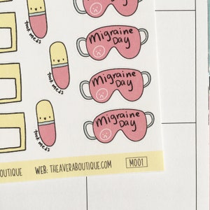 Migraine Planner Sticker Sheet, Migraine Tracker Sticker Sheet, Planner ...