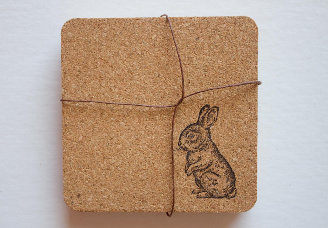 Bunny, Rabbit Coasters, Cork, Cork Coasters, Bunny Coasters, Cute ...