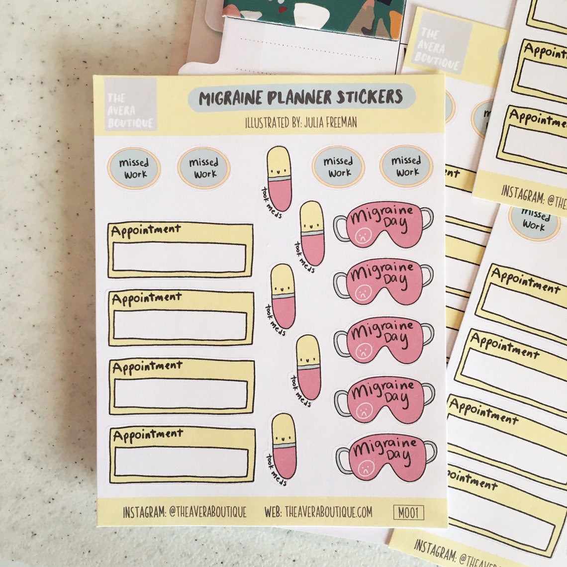 Migraine Planner Sticker Sheet, Migraine Tracker Sticker Sheet, Planner ...