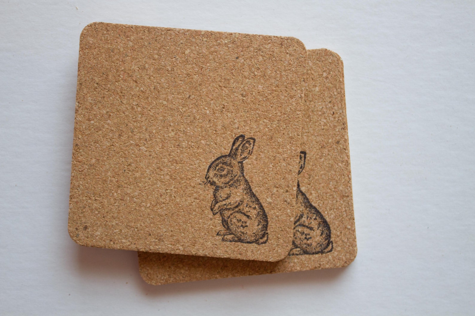 Bunny Rabbit Coasters Cork Cork Coasters Bunny Coasters - Etsy