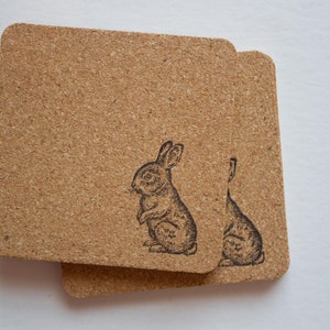 Bunny, Rabbit Coasters, Cork, Cork Coasters, Bunny Coasters, Cute ...