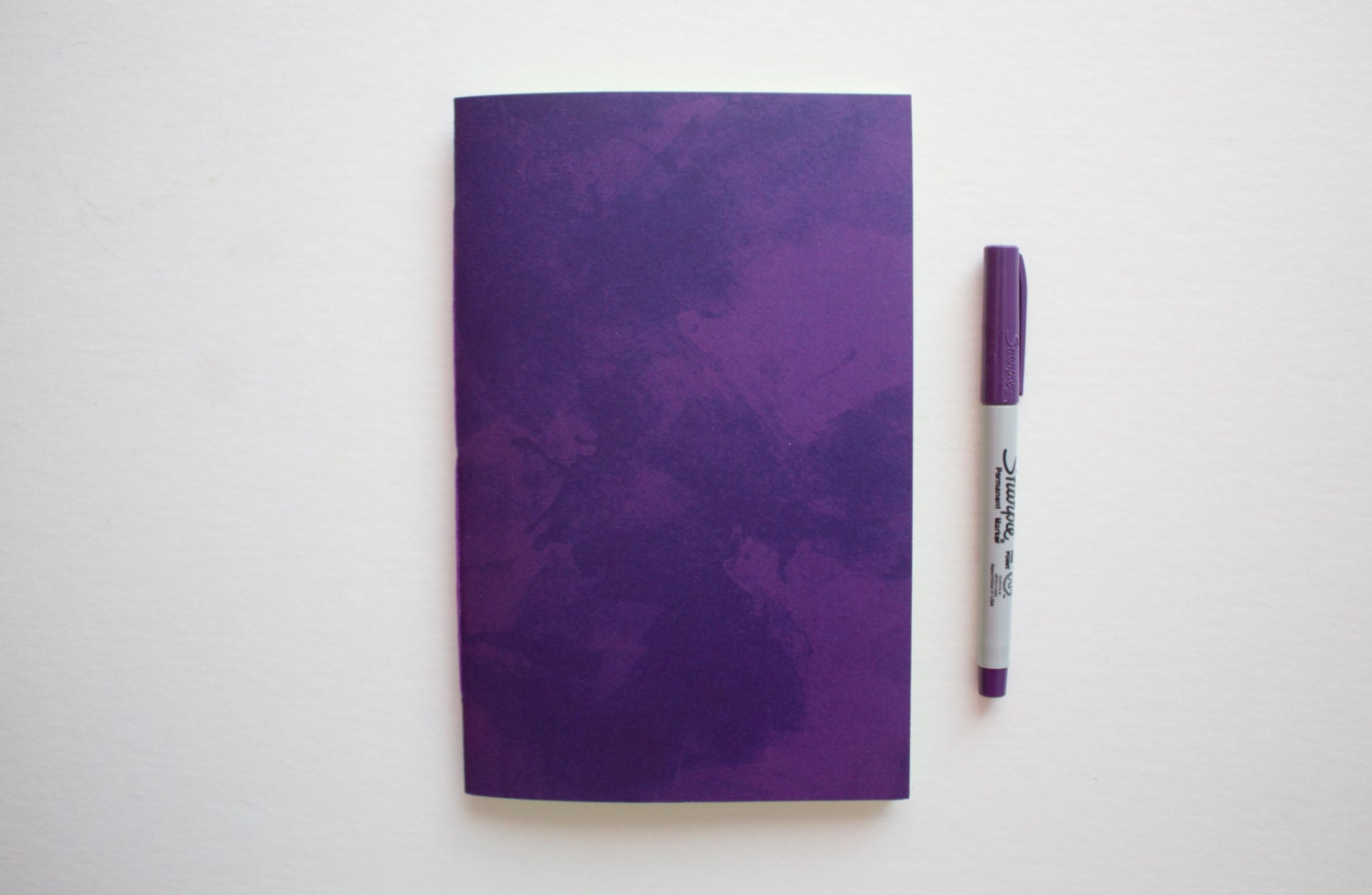 Purple Watercolor Journal with Green Pages