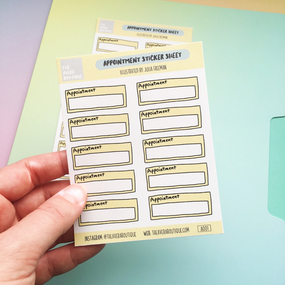 Appointment Sticker Sheet, Appointment Stickers, Appointment Reminder ...