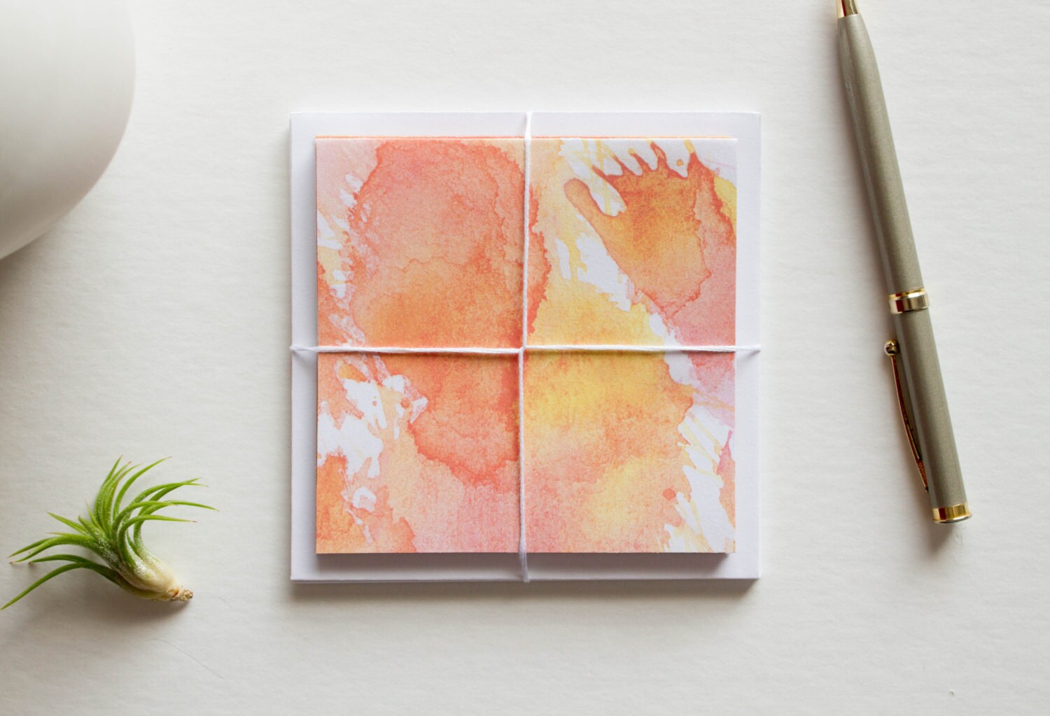 Orange Watercolor Note Cards