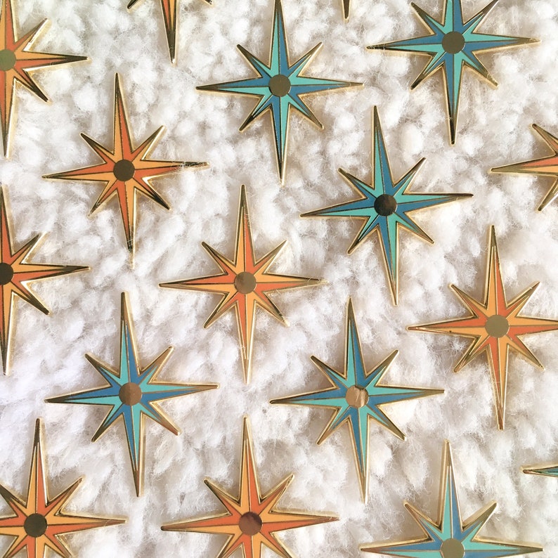 Mid Century Modern Atomic Starburst Enamel Pin, Retro Starburst Pin ...
