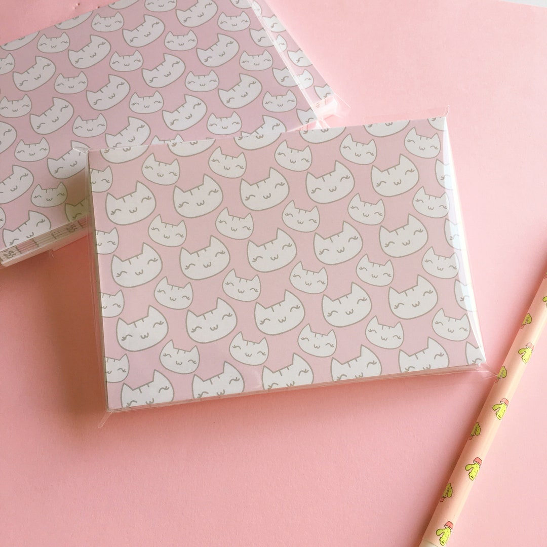 Cute Cat Note Cards, Kawaii Cat Cards, Blank Note Card, Cute Kawaii Cat ...