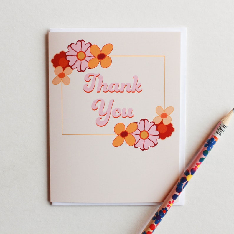 Thank You Cards 70's Thank You Card Thank You Card - Etsy