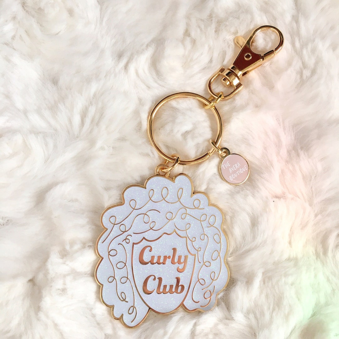 Curly Hair Keychain, Curly Club Enamel Keychain, Curly Girl Keychain ...
