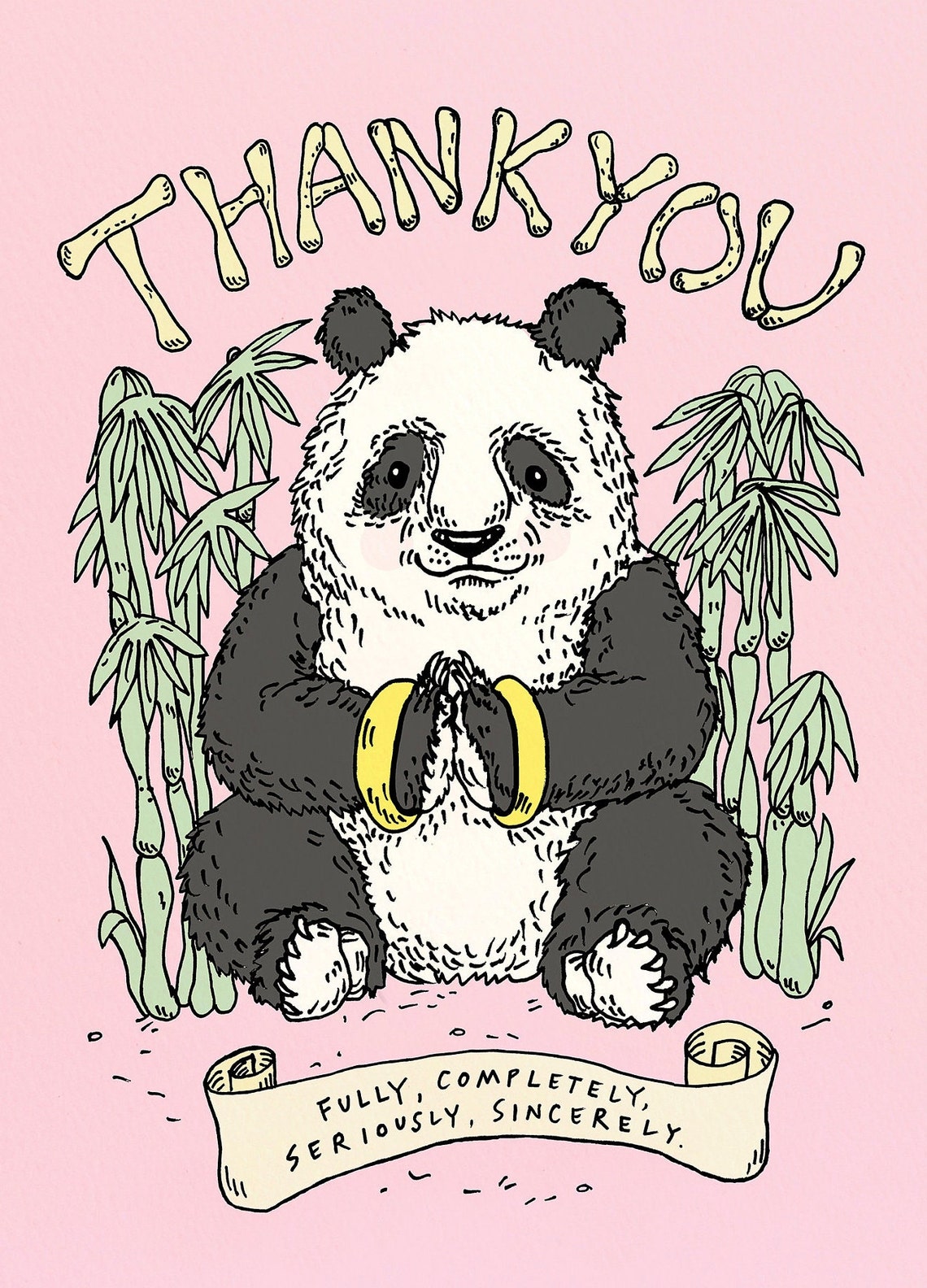 Thank You Card Fun Thank You Card Panda Thank You Card PANDA THANKS by ...