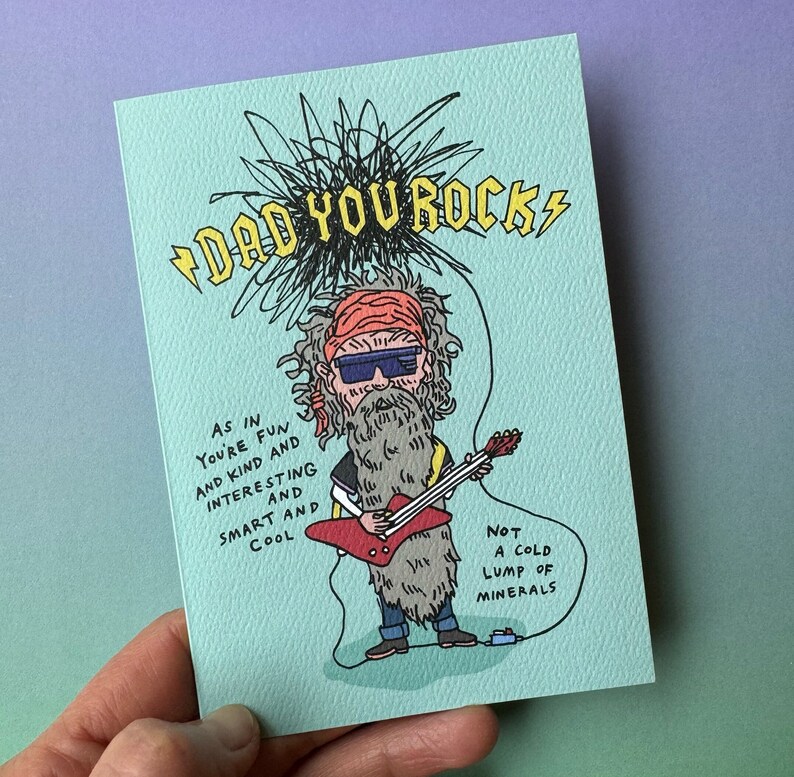 Dad Card Father's Day Card Rock Dad Card ROCKIN' DAD Funny Dad Card - Etsy