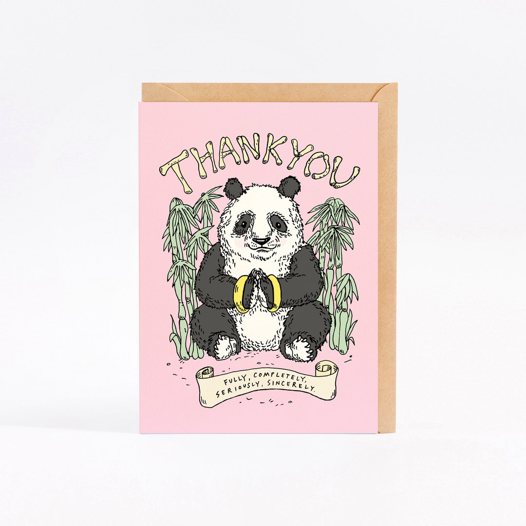 Thank You Card Fun Thank You Card Panda Thank You Card PANDA THANKS by ...