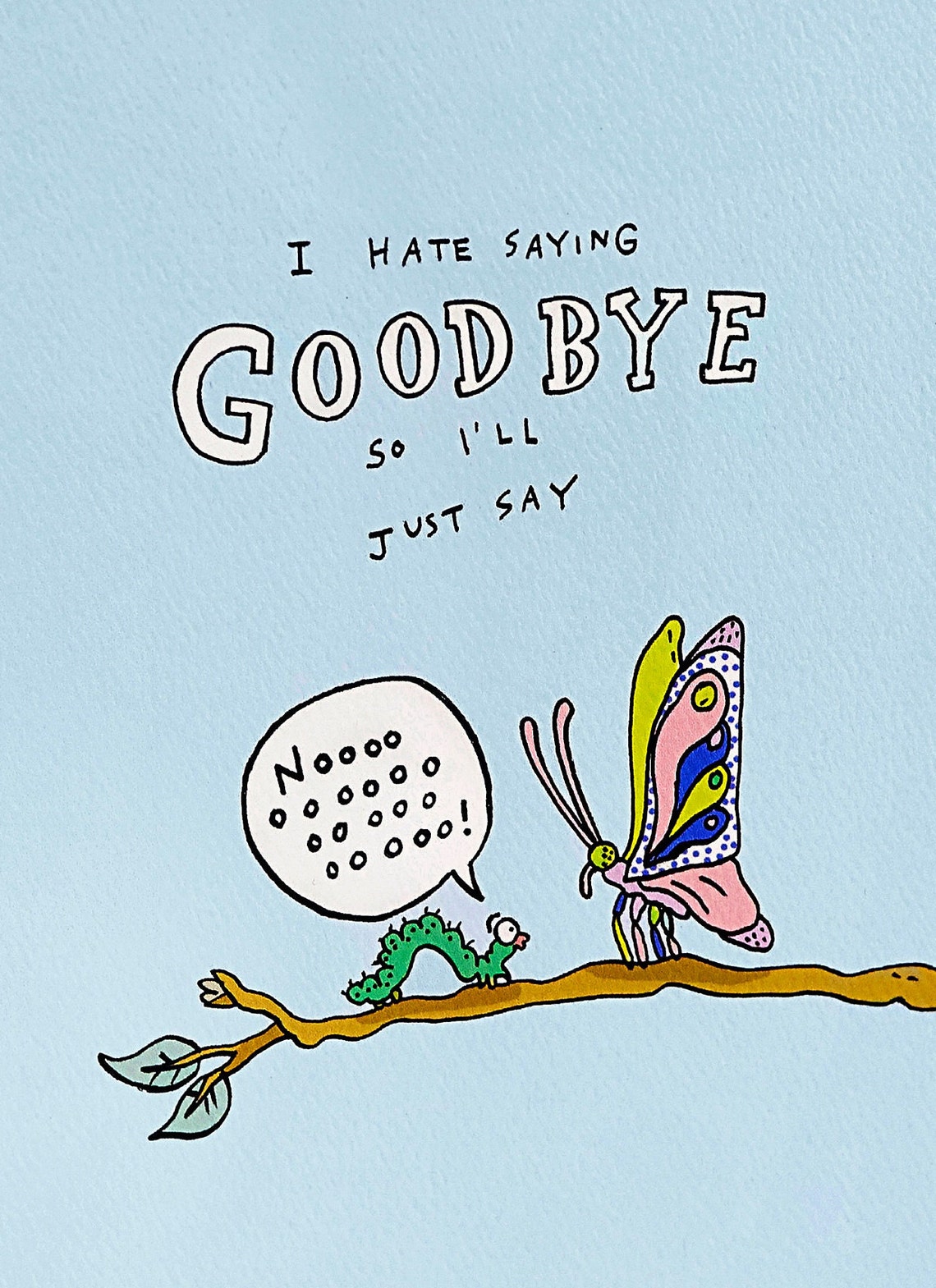 Funny Goodbye Card Goodbye Card GOODBYE BUTTERFLY by Wally - Etsy
