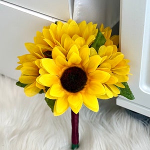 Sunflower Bouquet, Burgundy Sunflower Bouquet, Babys Breath, Burgundy ...